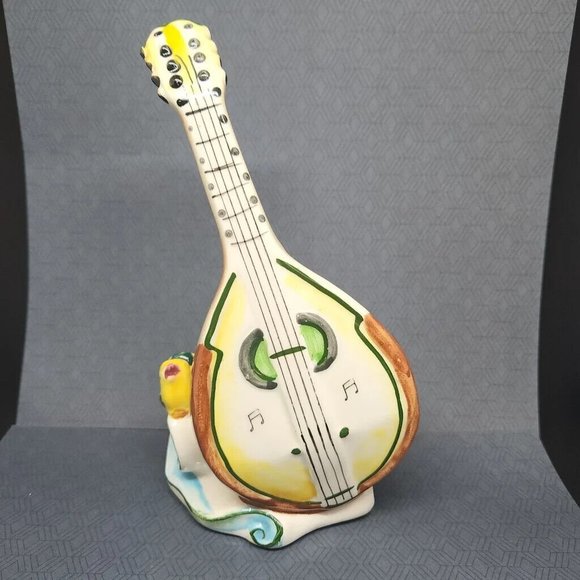 Accents | Vintage Mid Century Guitar Cello Ceramic Planter Hand Painted ...